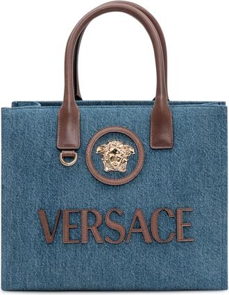 Versace Femme, Sacs, Bleu, Taille: ONE Size La Medusa Denim Tote