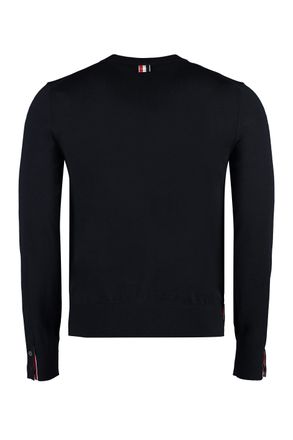 Thom Browne Mens Virgin Wool Crew-Neck Sweater Blue Sweatshirts