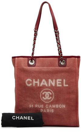 Chanel Shopper - Mini Mixed Fibers Deauville Tote - Gr. unisize - in Rot - f&uuml;r Damen