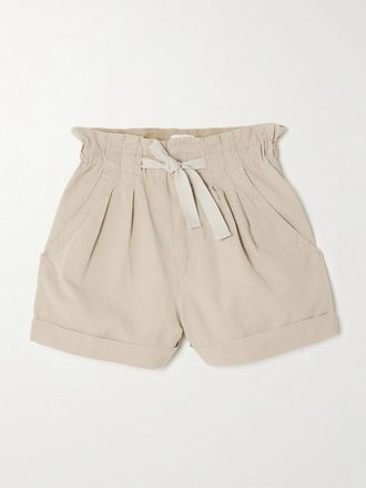 Isabel Marant Short En Serge De Coton Et De Lin M&eacute;lang&eacute;s &Agrave; Plis Nirma - Neutres
