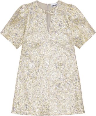 Ganni Midikleid mit Jacquardmuster - Gold