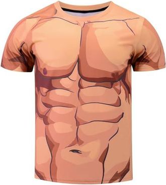 Generic Costume musculaire T-shirt pour homme - T-shirt imprim&eacute; 3D amusant avec aspect musculaire r&eacute;aliste, t-shirt surdimensionn&eacute; amusant, unisexe, costume d