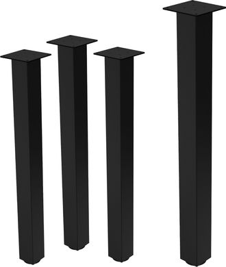 ML Design ML-Design 4er Set Tischbeine I-Design 90 cm, Schwarz gl&auml;nzend, Stahl pulverbeschichtet, eckig, Profil 8x8 cm, H&ouml;henverstellbare M&ouml;belf&uuml;&szlig;e 1-4cm, M&ouml;bel