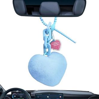 Generico Pendentif en forme de coeur en peluche douce pour femmes, filles, gar&ccedil;ons et adolescents, accessoire de sac &agrave; dos, Bleu, Consulte la descripci&oacute;n
