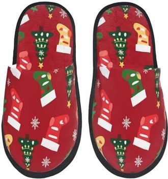 Generic Chaussons Chaussettes De Sapin De Noël Rouges Épais Chaussons Maison Doux Pantoufles En Coton Pour Chambre Hiver Voyage L