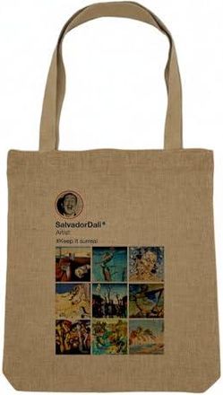 Fabulous Sac Shopping Tote Bag Aspect Lin - Salvador Dali R&eacute;seaux Sociaux Peinture Peintre Surrealisme - Sac de Courses Toile Epaisse 360g Beige Naturel Cabas 
