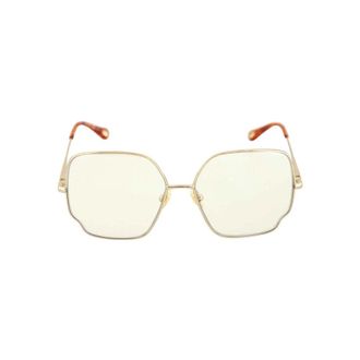 Chloé Femme, Accessoires, Jaune, Taille: ONE Size Lunettes de soleil carrées en métal
