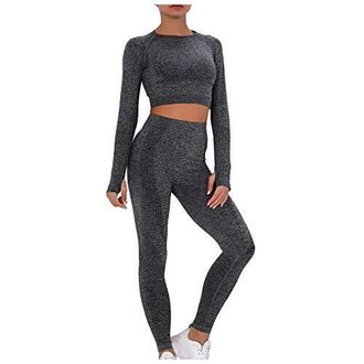 Generic Ensemble de v&ecirc;tements de d&eacute;tente pour femme - Ensemble d&eacute;contract&eacute; en tricot &agrave; manches longues - Sweat &agrave; capuche et pantalon ample - Ensemble deux pi&egrave;