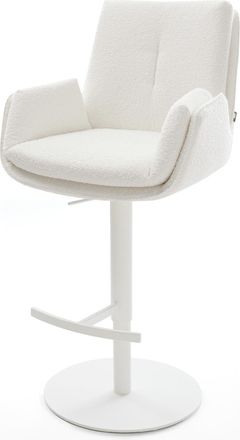 DELIFE Barstuhl Clea-Flex Boucl&eacute; Creme-Wei&szlig; Drehfu&szlig; h&ouml;henverstellbar Metall Wei&szlig;, Barst&uuml;hle