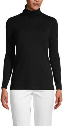 Lands End Rollkragenshirt aus Supima, Damen, Größe:48-50 regular, Schwarz, Baumwolle, by Lands End