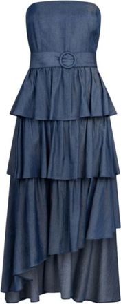 Liu Jo Femme, Robes, Bleu, Taille: 38 FR Robe Midi Asym&eacute;trique