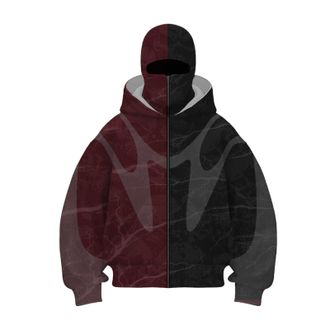 Generic Herren Balaclava Hoodie mit Maske Ninja Pullover mit Sturmhaube Damen Y2k Einfarbig Zip Face Mask Kapuzenpullover Winter Doppel Kapuze Kapuzenjacke Zi