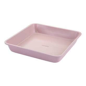 Fackelmann x Pamela Reif Brownieform - Quadratische Backform 23 x 23 x4 cm, Pastellrosa, Antihaft und hitzebest&auml;ndig