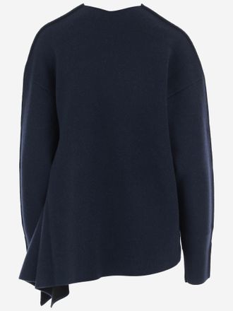 Carven Womens Cashmere Sweater Asymmetric Hem Dark Navy