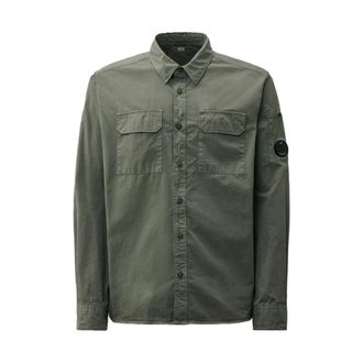 C.P. Company C.p. Company, Homme, Vestes, Gris, Taille: L Chemise Classique avec D&eacute;tail Logo