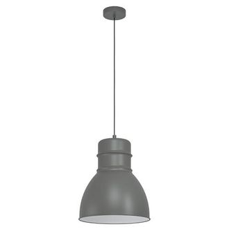 Eglo Pendelleuchte Ebury, 1 flammige Hängelampe industrial, skandi, Hängeleuchte aus Metall in Grau, Weiß, Esstischlampe, Wohnzimmerlampe hängend mit E27 F