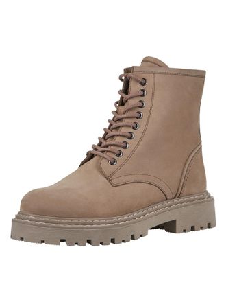 Marco Tozzi Damen Stiefeletten zum Schnüren aus Leder mit Reißverschluss, Braun (Taupe Nubuck), 38 EU