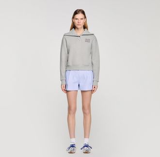 Sandro Sweatshirt brod&eacute; &agrave; col vareuse