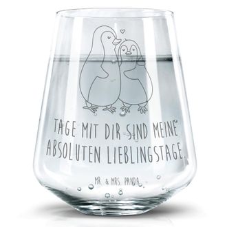 Mr. & Mrs. Panda Trinkglas Pinguin umarmen - Geschenk, Hochzeitstag, Borosilikatglas, Liebe, Becherglas, Hochzeit, Set, Paar, Dekoglas, Wasserglas