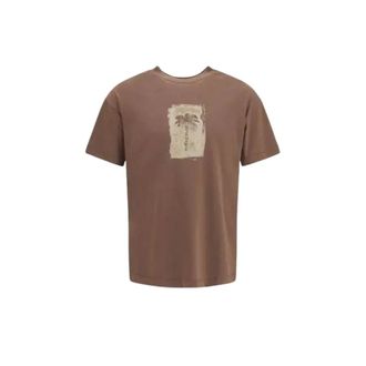 Palm Angels T-shirt en coton Palm Tree - Homme - Tops - Brun - Taille: M