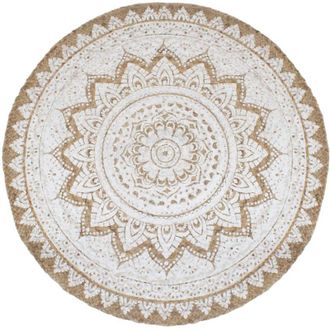 vidaXL Tapis de sol Jute tress&eacute;e imprim&eacute;e 210 cm Rond
