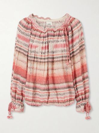 Isabel Marant Pull En Coton M&eacute;lang&eacute; Crochet&eacute; &Agrave; Rayures Nalyna - Rose