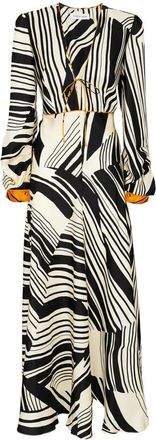 Raquel Diniz Femme, Robes, Multicolore, Taille: 46 FR Abito stampa In seta Scollo a V Cintura in vita