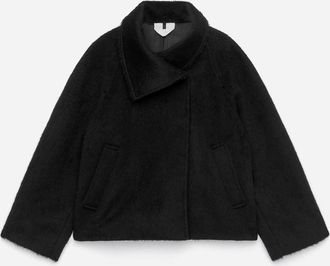 Arket Jacke Mit Stehkragen Aus Wolle Und Alpakawolle -Schwarz