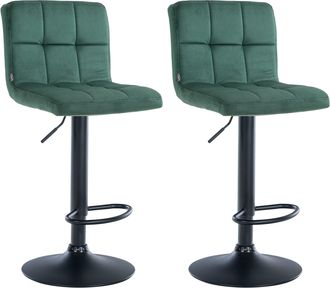 Clp 2er Set Barhocker Peru Samt I H&ouml;henverstellbarer Drehstuhl Mit Gestepptem Polster I Komfort Thekenhocker Mit Fu&szlig;st&uuml;tze Und Metallgestell, Farbe:gr&uuml;n, 