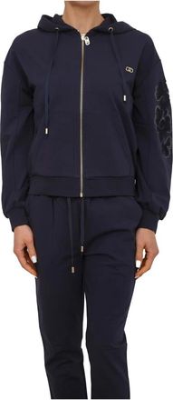 Liu Jo Femme, Sweatshirts et sweats &agrave; capuche, Bleu, Taille: 44 FR SweaT-shirt zipp&eacute;