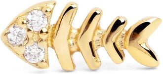 Singularu Einzelner Ohrring Fishbone Spark. Sterlingsilber mit 18 kt Goldbeschichtung. Schmuck f&uuml;r Damen