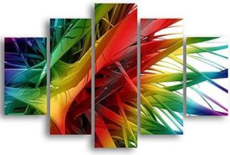 Homemania Bilder-Farben, 5 Stück, Abstrakt-for Living, Room-Multicolor, aus MDF, 95 x 0,3 x 60 cm