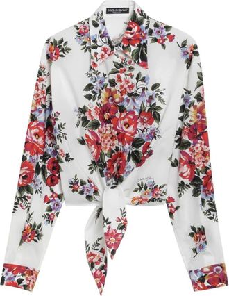 Dolce & Gabbana Femme, Blouses et Chemises, Multicolore, Taille: 40 FR Chemise en coton avec imprim&eacute; bouquet de fleurs et