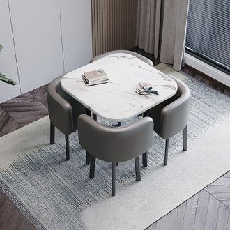 Generic Essgruppe in Tresenh&ouml;he, K&uuml;chen-Esstisch- und Stuhlset, 5-teilige Fr&uuml;hst&uuml;cksbar-M&ouml;bel mit 1 Tisch und 4 St&uuml;hlen