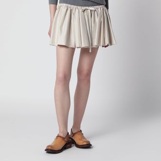 Miu Miu Minirock aus technischem Pong&eacute; mit Zugband in Opal