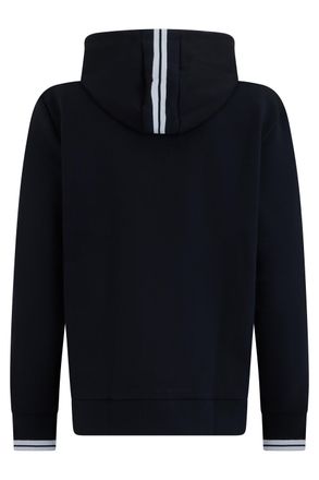 HUGO BOSS Mens Hooded Zip-Up Sweatshirt Black Cotton Top