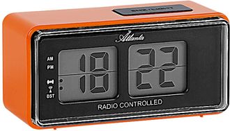 Atlanta Mocassin Digitalwecker LCD Funkwecker Snooze Licht Retro Design Orange Lautlos Ohne Ticken - 1881-12