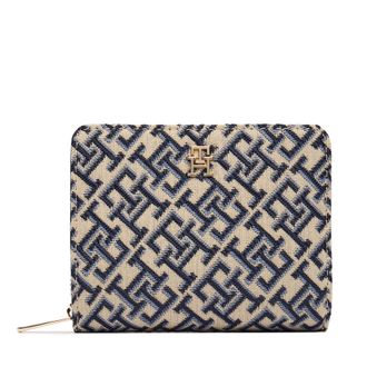 Tommy Hilfiger Geldb&ouml;rse Tommy Hilfiger Th Icon Med Za W/ Flap Jacquard AW0AW18759 Blau