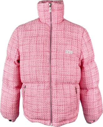 GCDS Gcds, Femme, Vestes, Rose, Taille: 40 FR Giubbotto in tweed dettagli glitterati