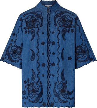Zimmermann Femme, Blouses et Chemises, Bleu, Taille: 40 FR Short Sleeve Chemises