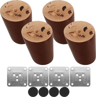 Hemobllo Massive M&ouml;belbeine 6cm Schr&auml;gfu&szlig; Mid Century Stil Stabile Sofabeine Ersatzbeine f&uuml;r Tische Schr&auml;nke und Tv M&ouml;bel Braun