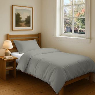 Pizuna Bettw&auml;sche 155x200 Baumwolle Silber, 400 Fadenzahl 100% Langstapelige Baumwolle weiche Satinbindung, Bettbezug 155x200 cm mit Knopfverschluss und 1 Ki