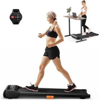 Costway Costway - 2 in 1 Laufband, Walking Pad unter dem Schreibtisch mit uhr&auml;hnlicher Fernbedienung & LED-Anzeige, 1-6km/h, Treadmill f&uuml;r zu Hause & B&uuml;ro