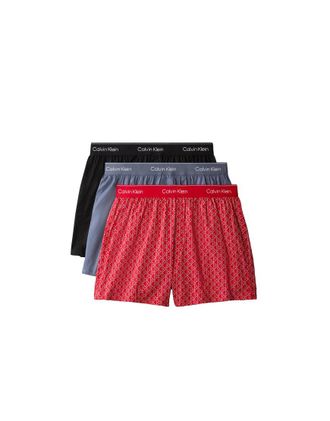 Calvin Klein Icon lot de 3 boxers slim en coton stretch noir/imprim&eacute; embl&egrave;me/gris