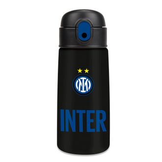 Seven 7 AC Inter Mailand Trinkflasche, Thermosflasche, Wasserflasche, aus Edelstahl, BPA-frei, 460 ml, Silikondeckel, Kinder, Jungen, Fu&szlig;ball, Geschenkidee
