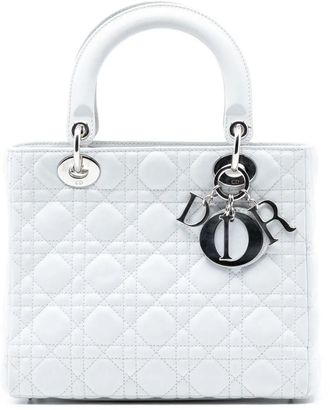 Dior Hobo Bags - Medium Lambskin Cannage Lady Dior - Gr. unisize - in Wei&szlig; - f&uuml;r Damen