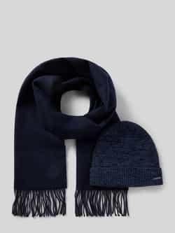 Bugatti Set M&uuml;tze und Schal aus reiner Schurwolle mit Geschenkbox