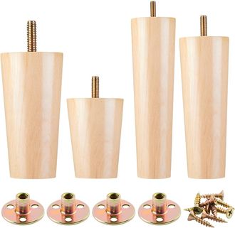 Generic Gewindeschrauben F&uuml;r M&ouml;belf&uuml;&szlig;e, Konische Massivholz-Sofa F&uuml;&szlig;e Mit Rutschfesten Gummif&uuml;&szlig;en, F&uuml;r Schr&auml;nke, Sofas, Kommoden Und Hocker M&ouml;belerh&ouml;hung(8cm(