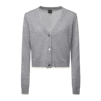 Pinko Grauer Merino Cashmere Pullover Gerippte B&uuml;ndchen - - Knitwear - Damen - Grau - M
