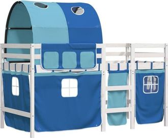 vidaXL Kinderhochbett mit Tunnel Blau 90x190 cm Massivholz Kiefer Vidaxl